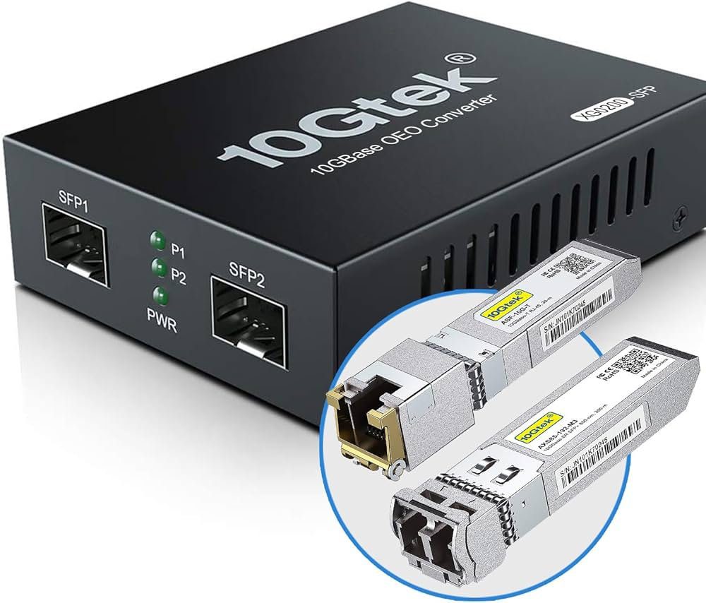 Media Converter 10G SFP+ con 2 SFP+ con 01 Modulo 10Gb RJ45 30mt y 01 ...